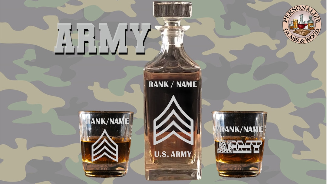 ARMY Engraved Whiskey Decanter, Military, Personalized Decanter Bottle ...