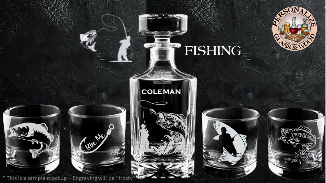 Fishing Engraved Whiskey Decanter Set Personalized Decanter - Etsy