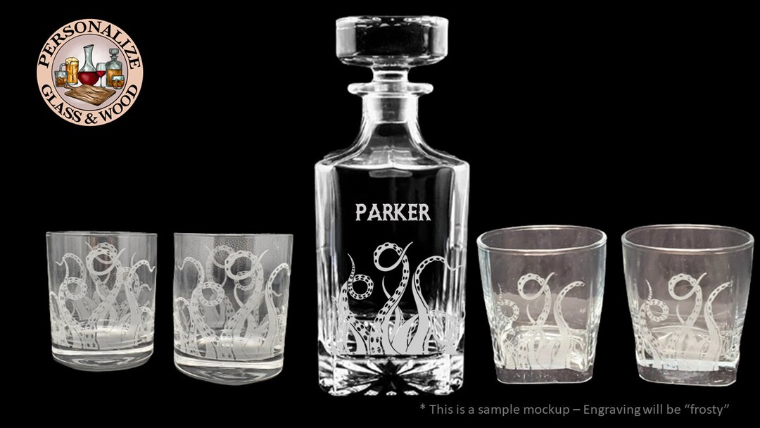 Octopus Engraved Whiskey Decanter Set, Personalized Birthday Decanter ...