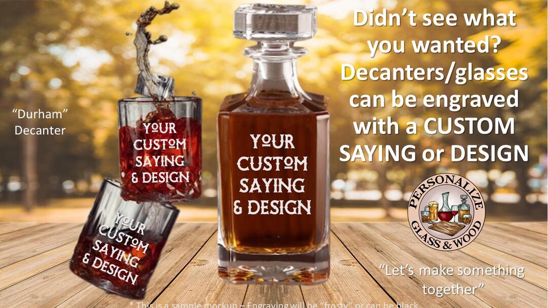 Custom Personalized Engraved Whiskey Decanter and Glasses, Glass ...