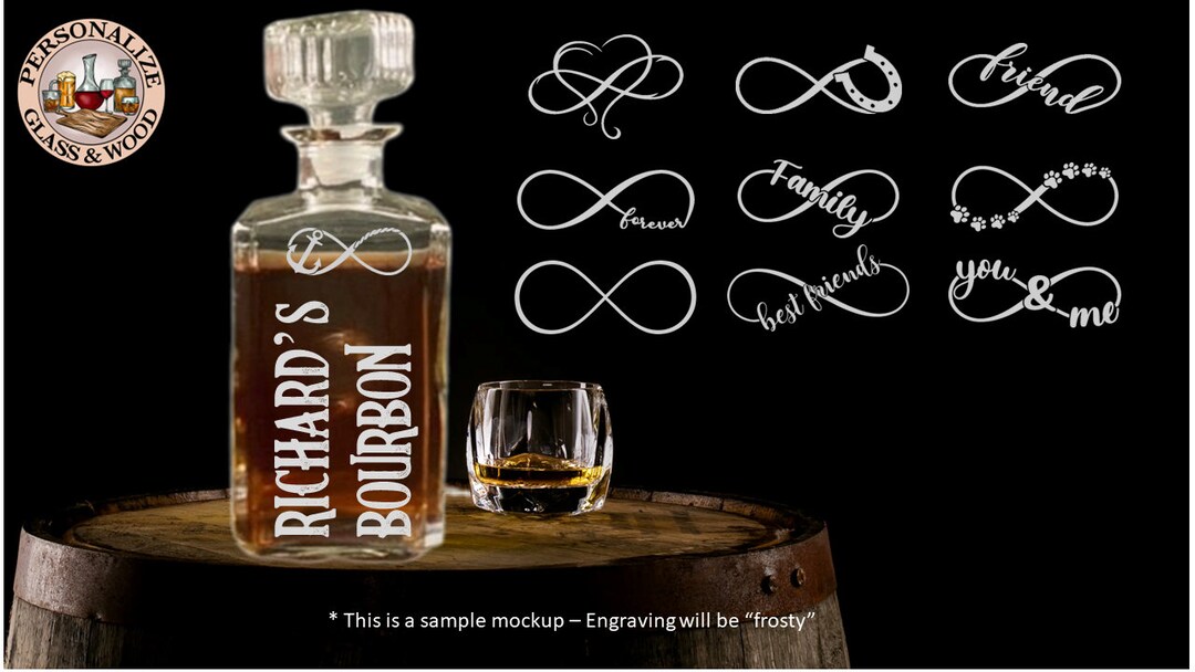 Engraved Infinity Whiskey Decanter, Infinity Bottle, Glass Decanter ...