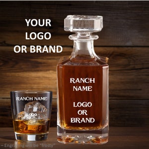 Livestock Brand or Ranch Logo Decanter Set Engraved Personalized Liquor ...