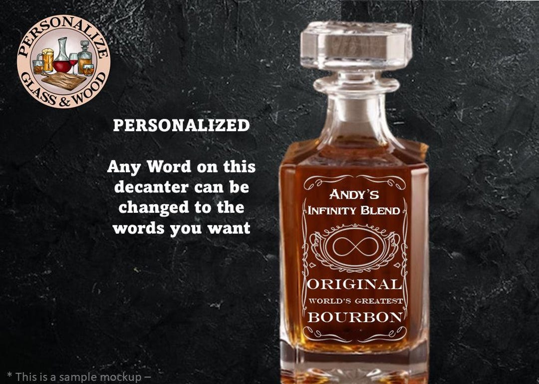 Engraved Infinity Liquor Decanter Bottle, Personalized Glass Decanter ...