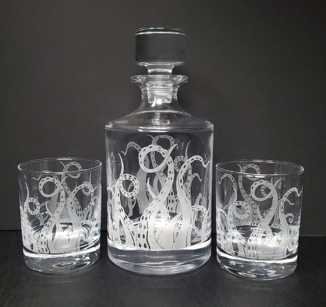 Octopus Glasses Decanter And/or Whiskey Glasses Set. Octopus Tentacles ...