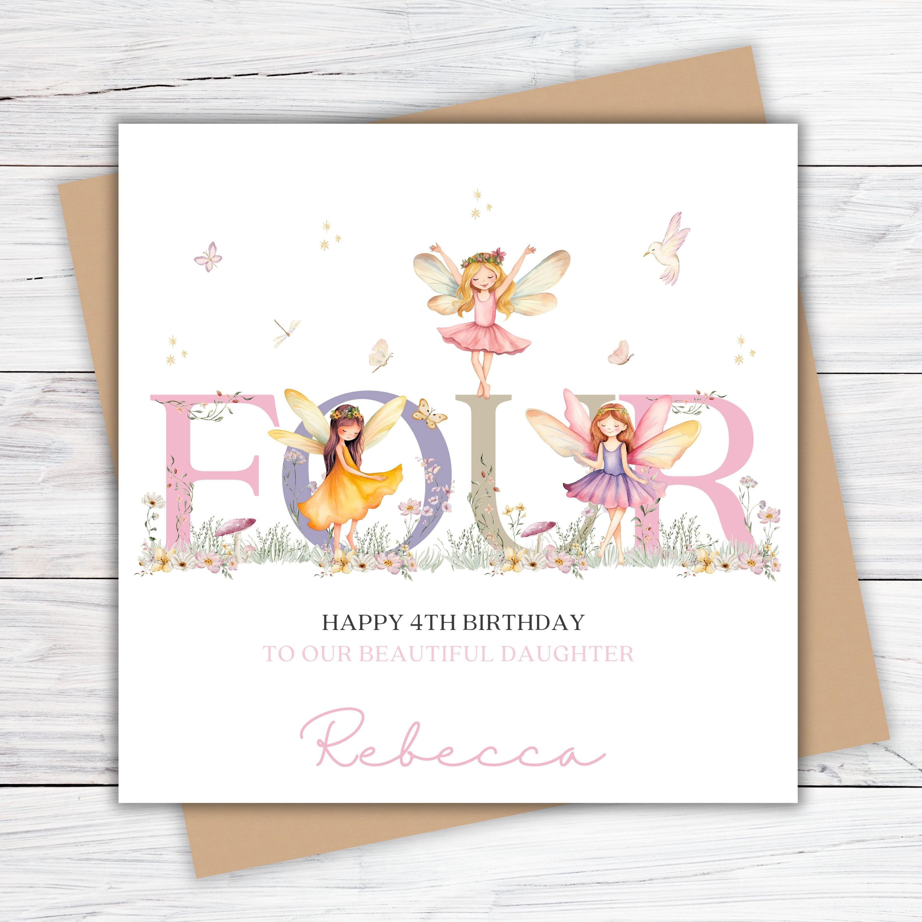 Magical Fairy Theme 4th Birthday Card, Personalised for Daughter ...
