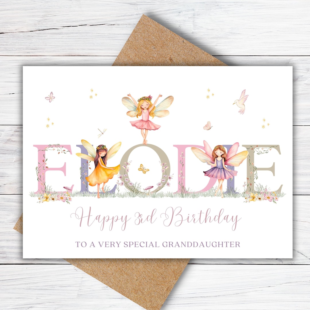 Personalised Fairy Birthday Card for 2nd 3rd 4th 5th 6th 7th 8th 9th ...