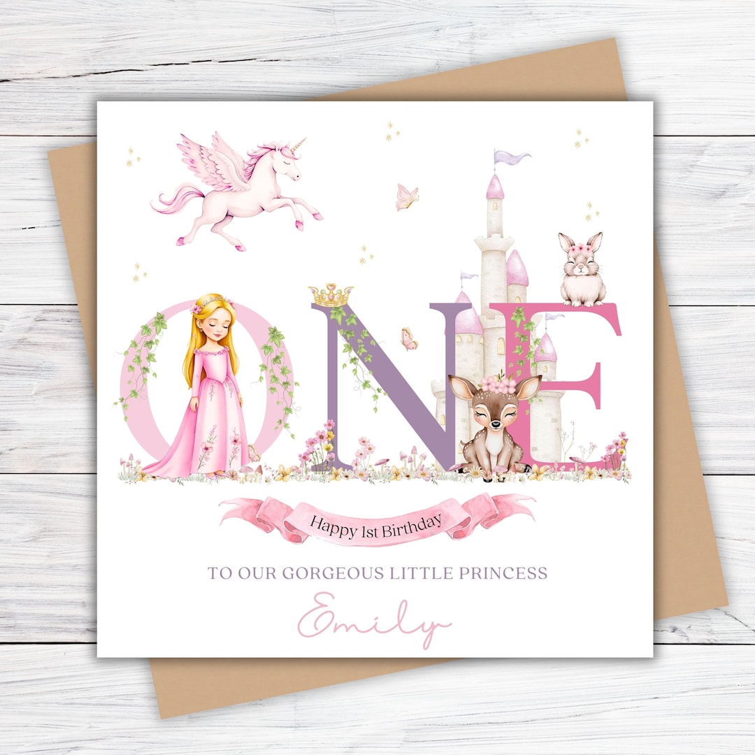 1st Birthday Princess Card for Girl Daughter Granddaughter Niece Little ...
