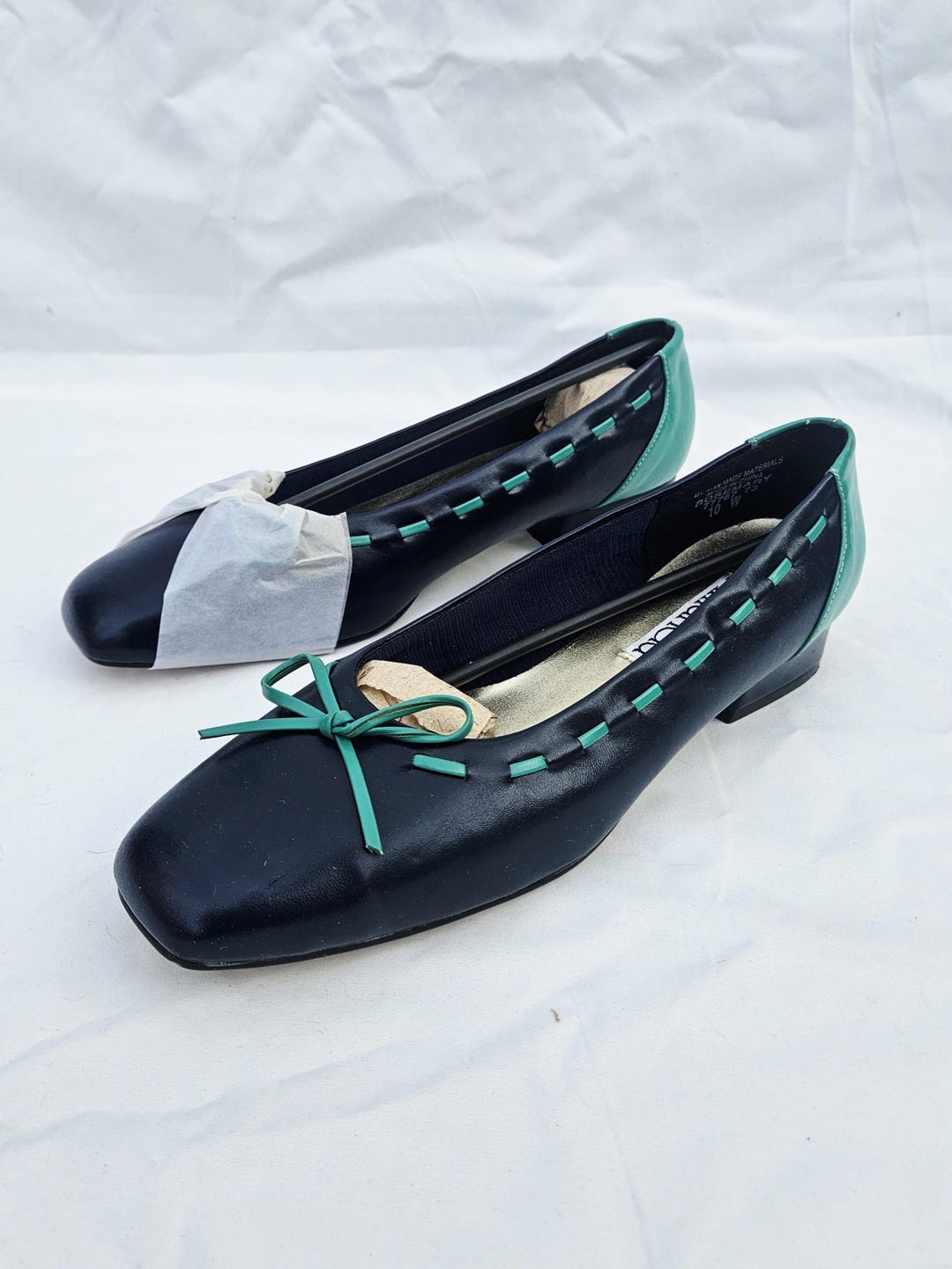 Vtg Amanda Women's Ballerina Shoes Rosemary Nvy/jade Size 10W - Etsy
