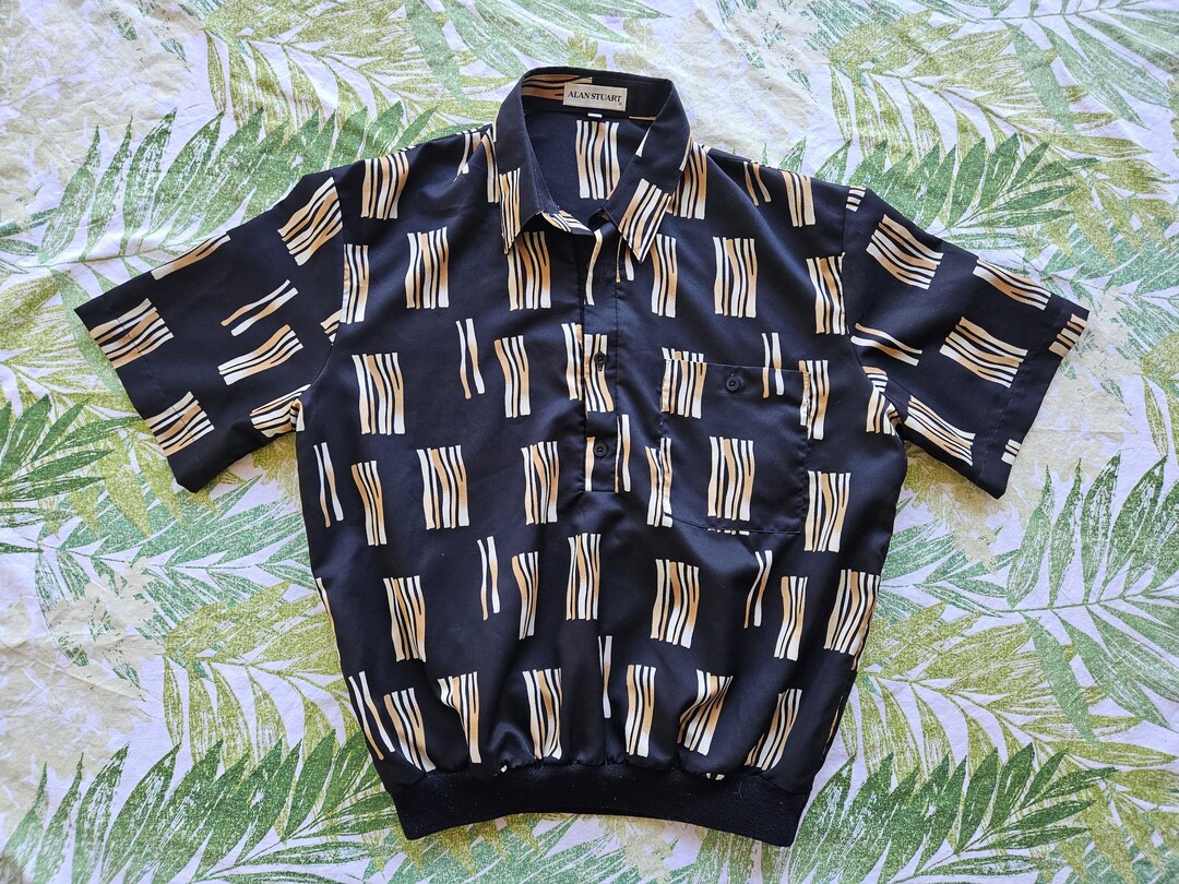 Vintage Alan Stuart 80s Men Black Shirt Size L - Etsy