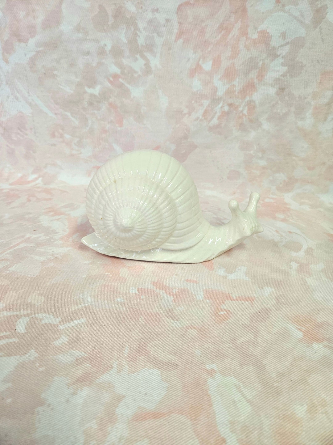 Vintage White Ceramic Snail Statue 7.5 - Etsy