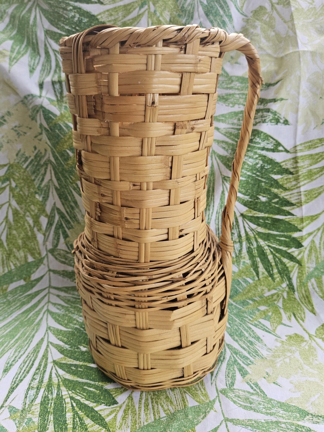 Vintage Large Tan Wicker Floor Jug Pitcher Basket 16" - Etsy