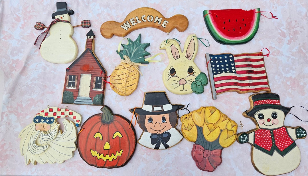 Welcome Sign Set of 12 Seasonal Interchangeable Wood Pannels - Etsy