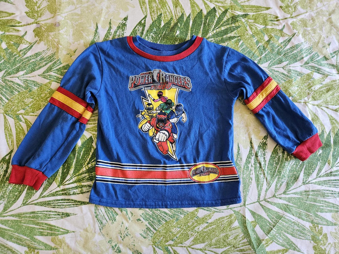 Vintage Saban Power Ranger Turbo 1997 Boys Long Sleeve Blue Shirt Size ...