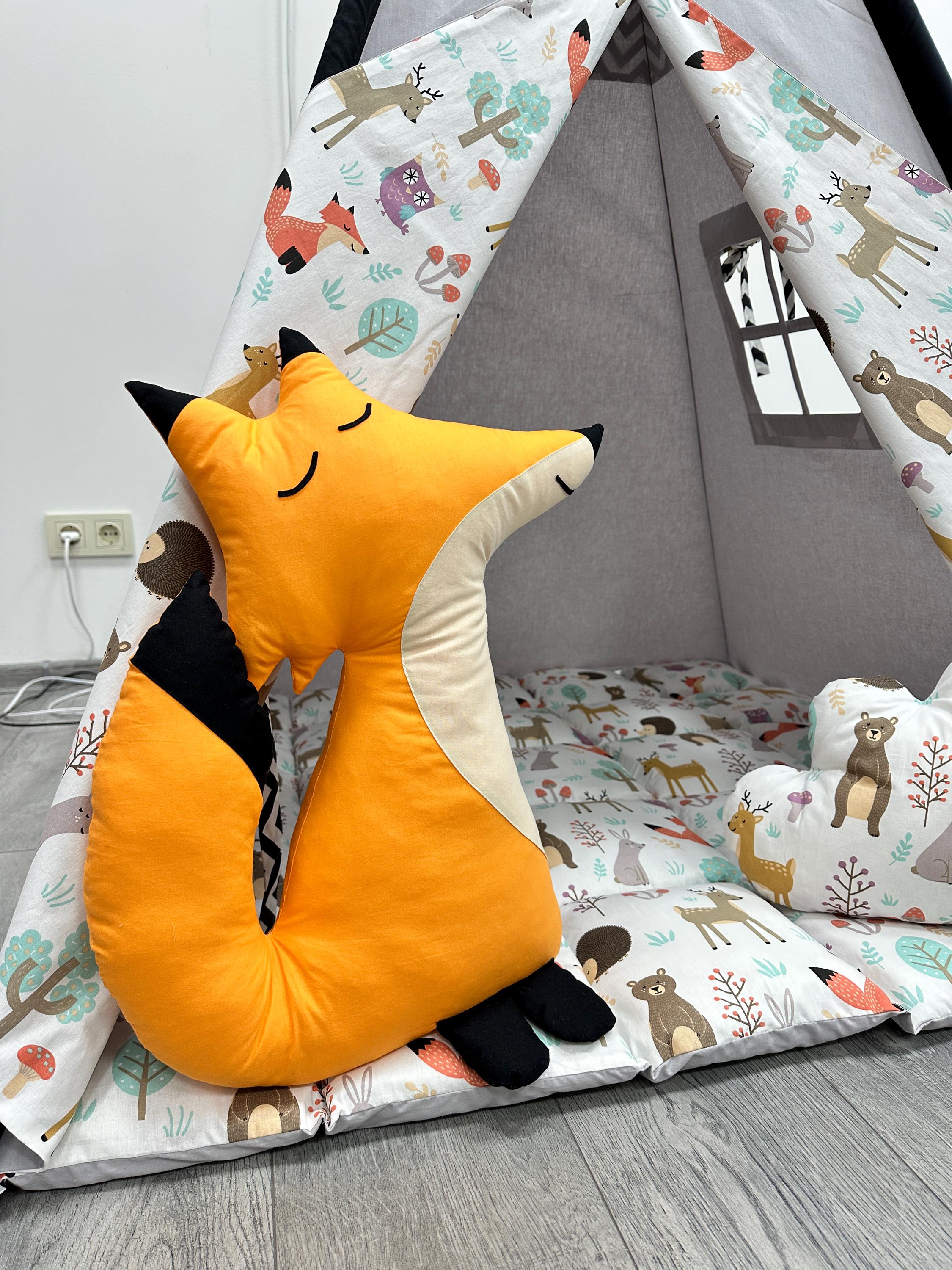 Fox Cuddle Pillow - Soft Plush Toy, 100% Cotton, Perfect for Kids ...