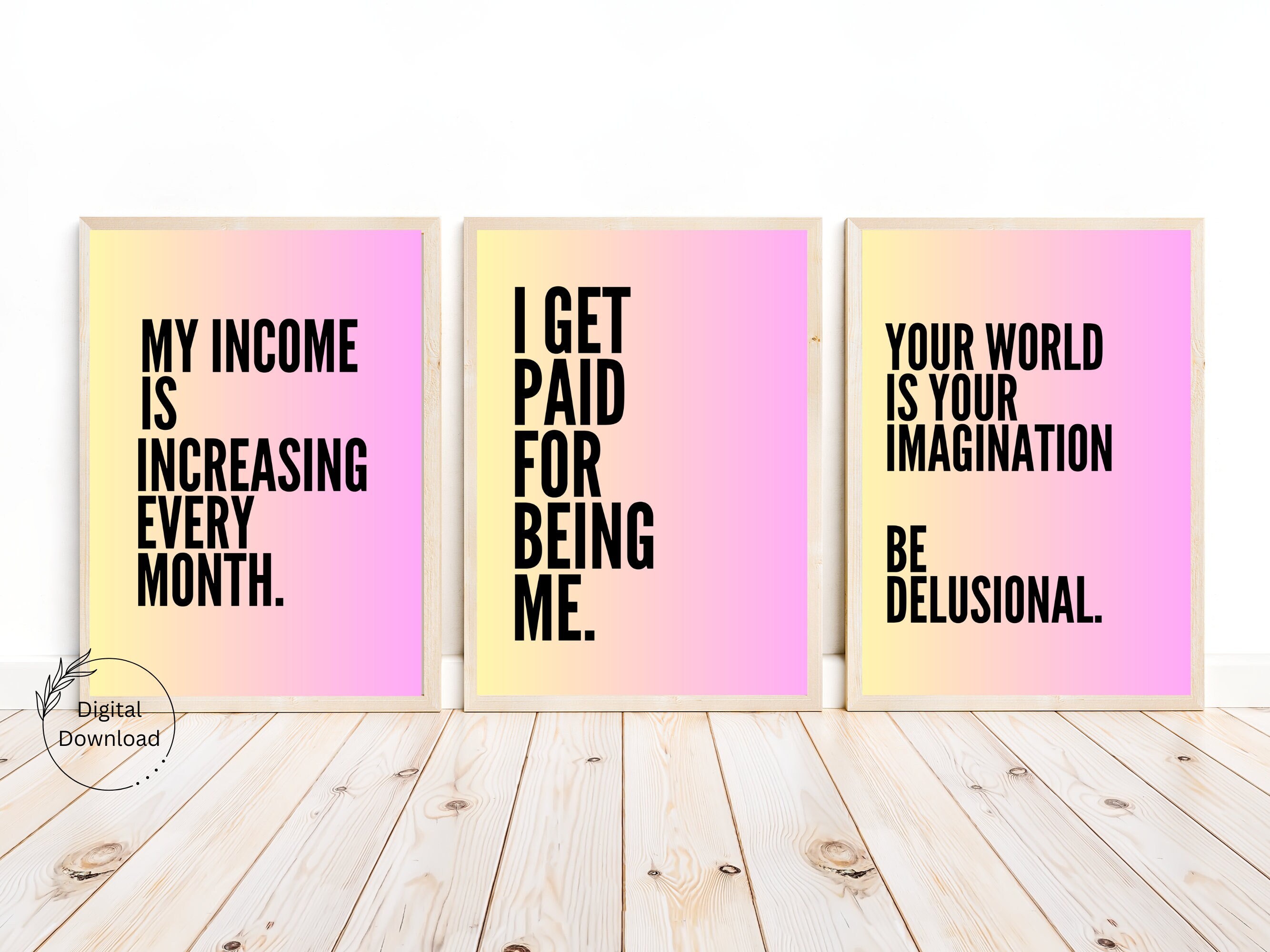 Set of 3 Vision Board Printables, Motivational Quote Wall Art ...