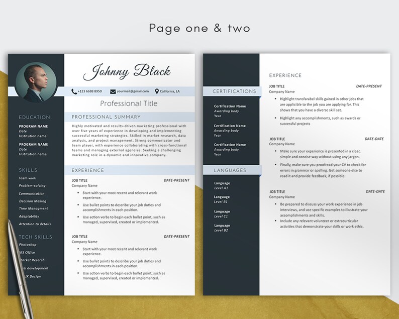 Modern CV Template, Professional Looking Resume, Outstanding Cv ...