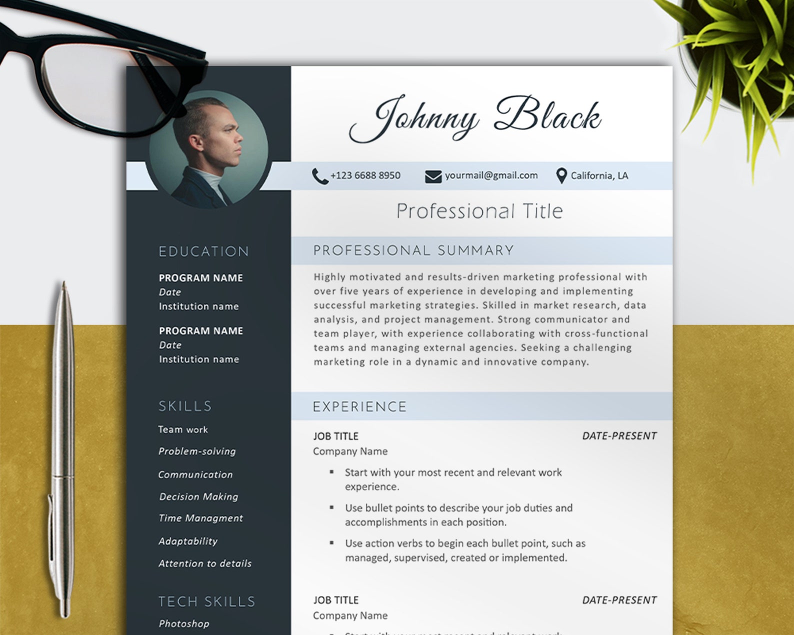 Modern CV Template, Professional Looking Resume, Outstanding Cv ...
