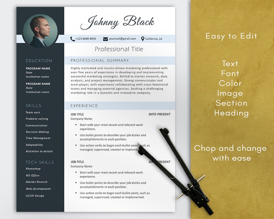 Modern CV Template, Professional Looking Resume, Outstanding Cv ...
