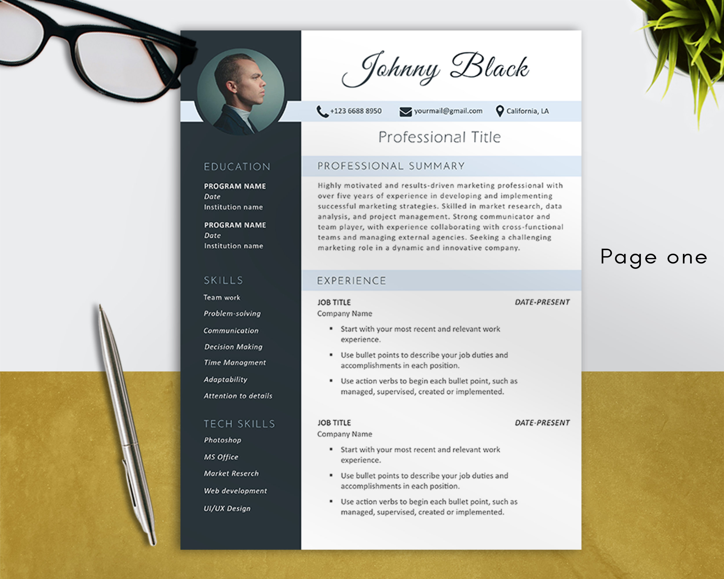 Modern CV Template, Professional Looking Resume, Outstanding Cv ...