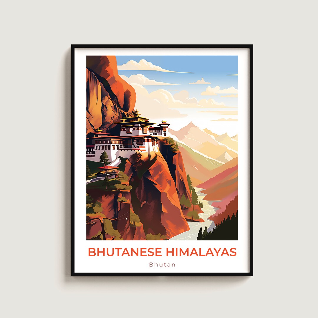 Bhutanese Himalayas Travel Print Wall Art Gift Bhutan Travel Poster ...