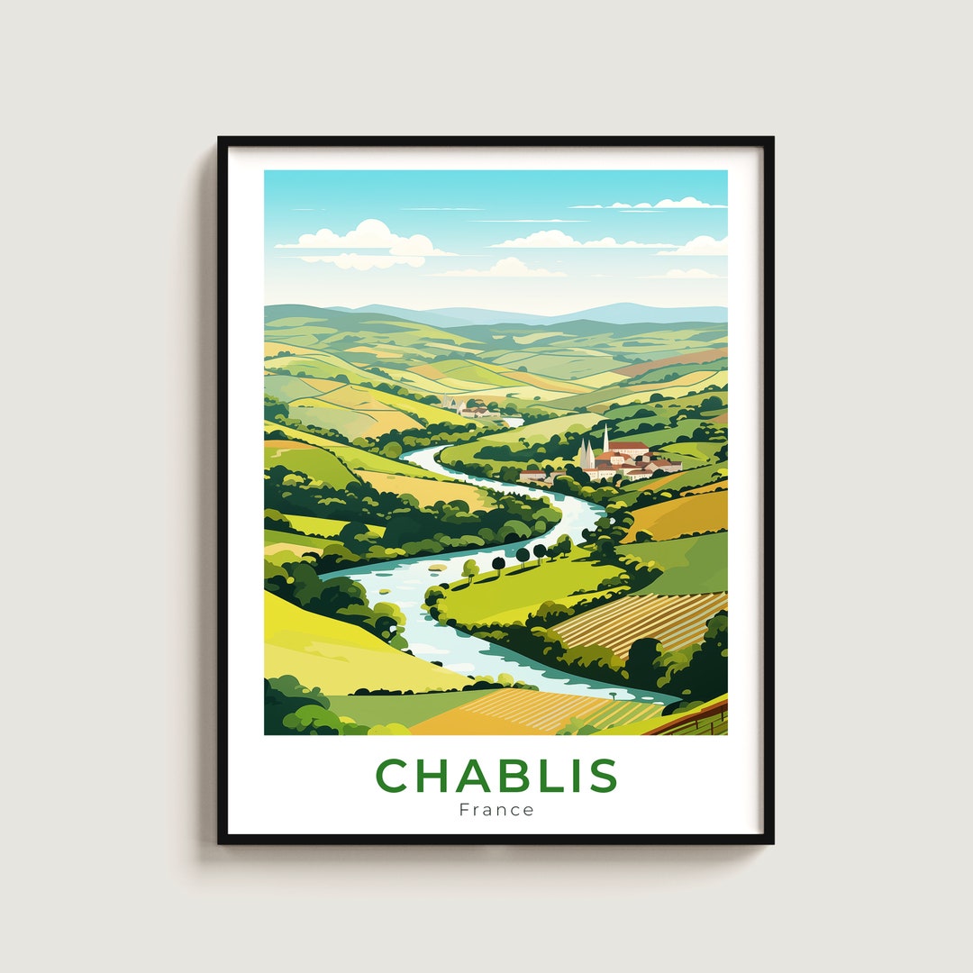 Chablis Travel Poster Wall Art Gift France Travel Print Gift Home Decor ...