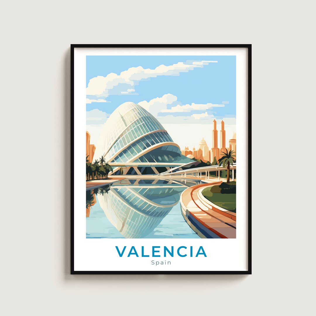 Valencia Travel Poster Wall Art Gift Spain Travel Print Gift Home Decor ...