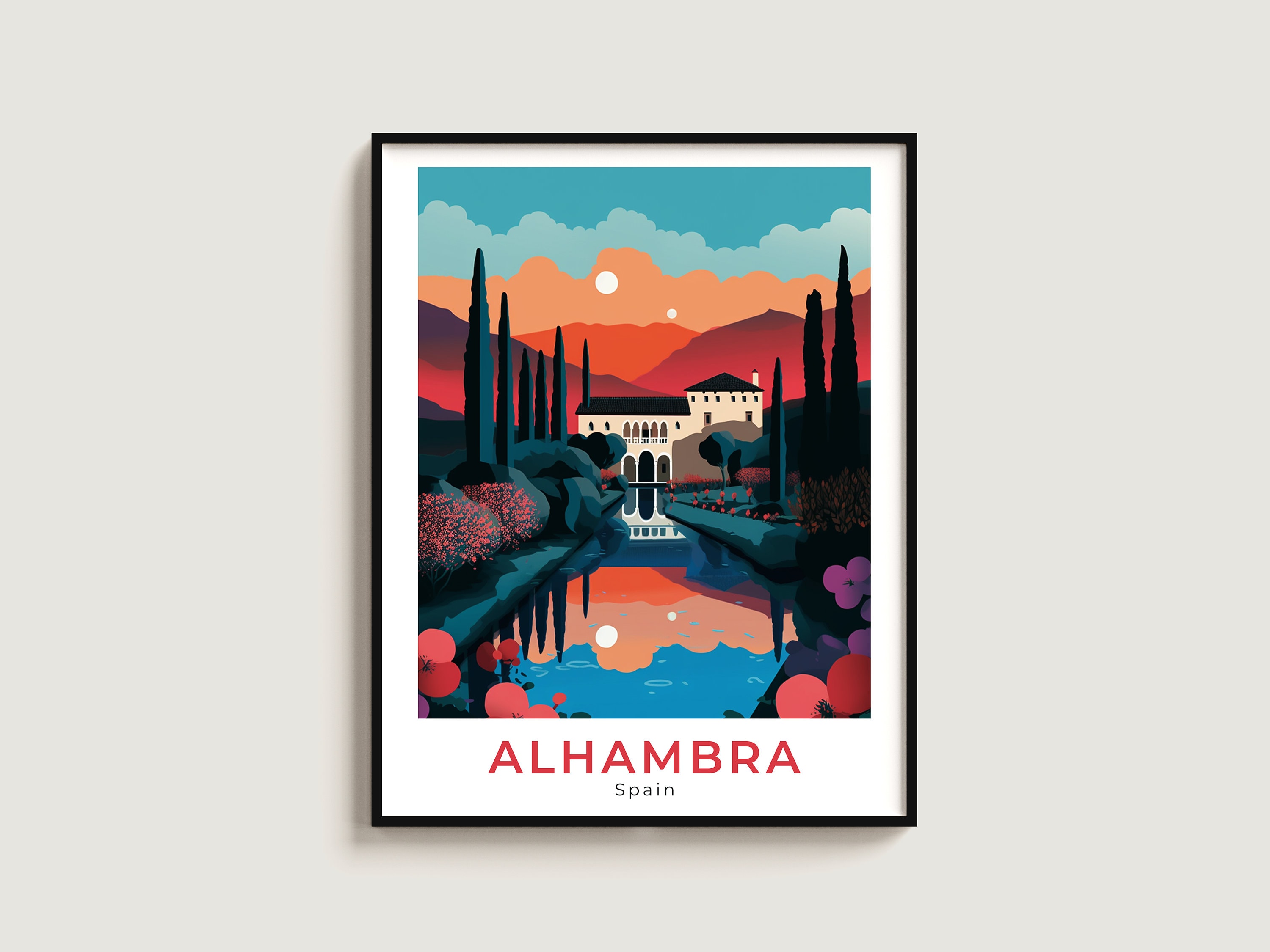 Alhambra Travel Poster Wall Art Gift Spain Travel Print Gift Home Decor ...