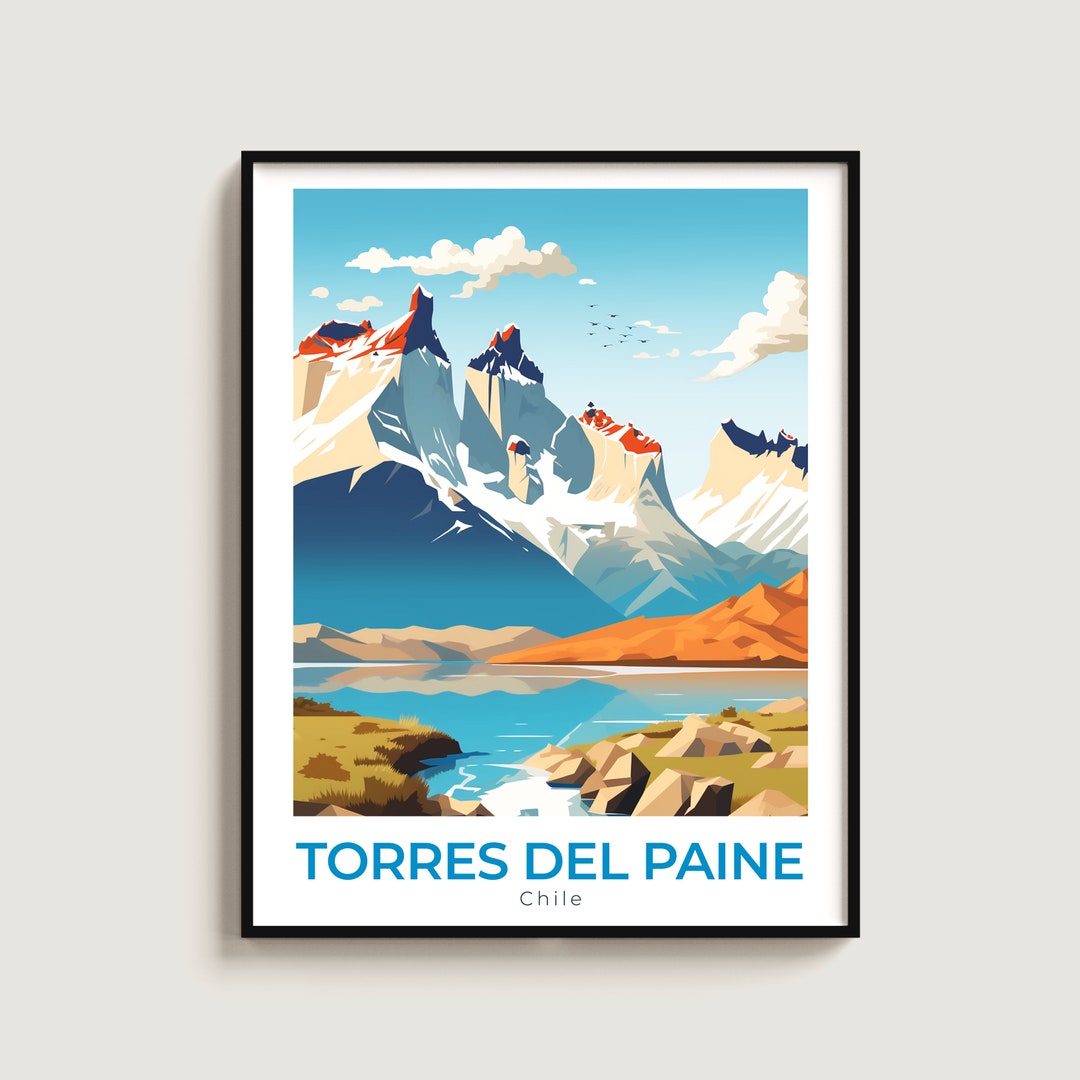 Torres Del Paine Travel Poster Wall Art Gift Chile Travel Print Gift ...