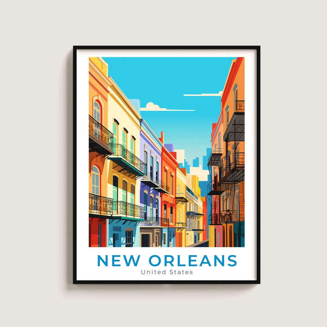 New Orleans Travel Print Wall Art Gift United States Travel Poster Gift ...