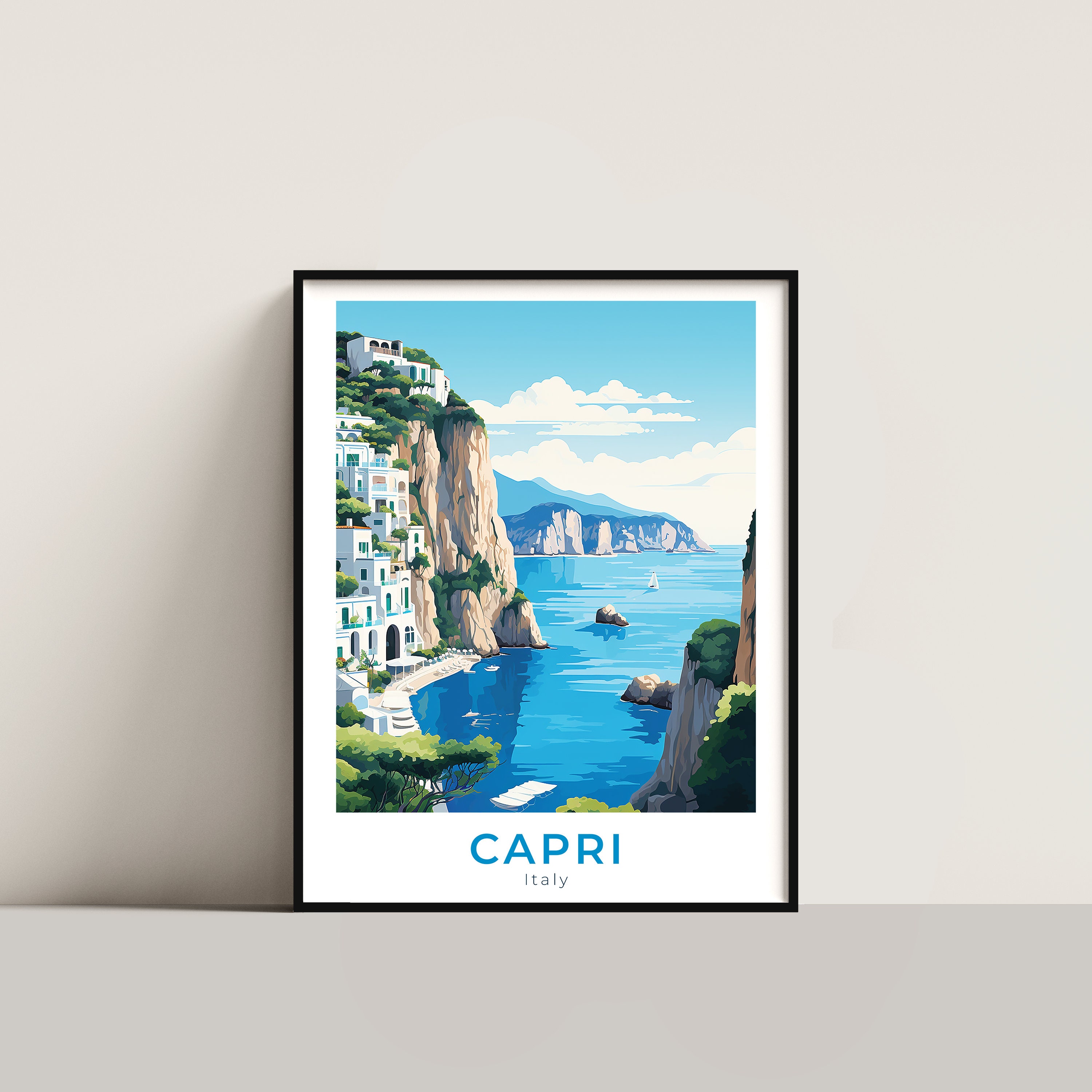 Capri Travel Poster Wall Art Gift Italy Travel Print Gift Home Decor ...