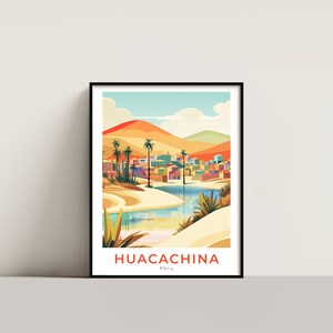 Huacachina Travel Print Wall Art Gift Peru Travel Poster Gift Home ...