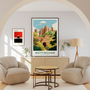 Nottingham Travel Poster Wall Art Gift United Kingdom Travel Print Gift ...
