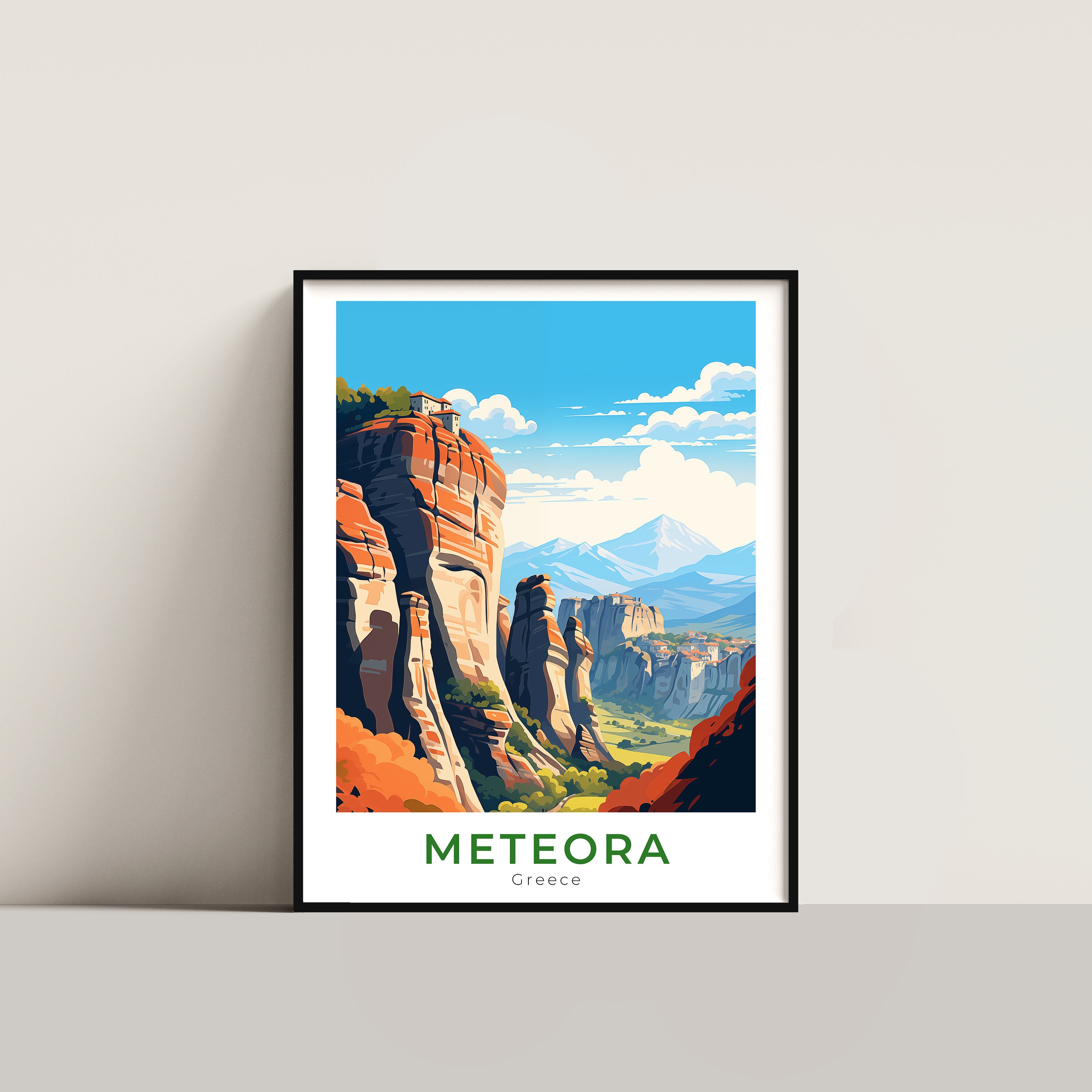 Meteora Travel Print Wall Art Gift Greece Travel Poster Gift Home Decor ...