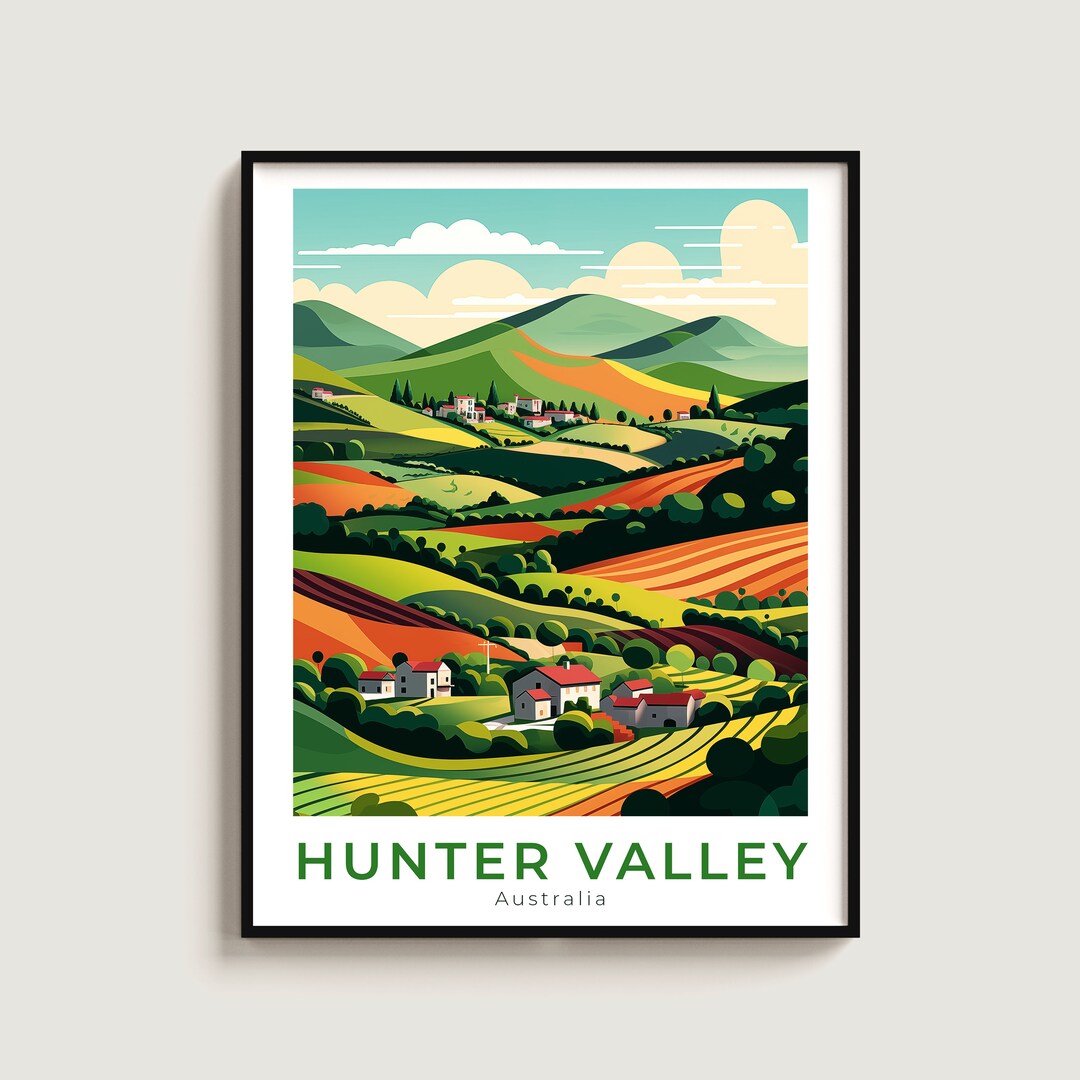 Hunter Valley Travel Poster Wall Art Gift Australia Travel Print Gift ...