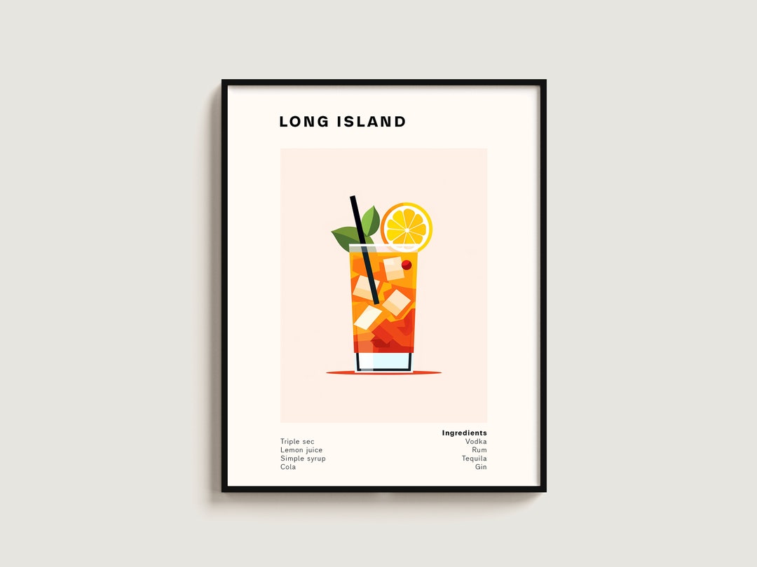 Long Island Poster Cocktail Gift Cocktail Lovers Retro Print Gift ...