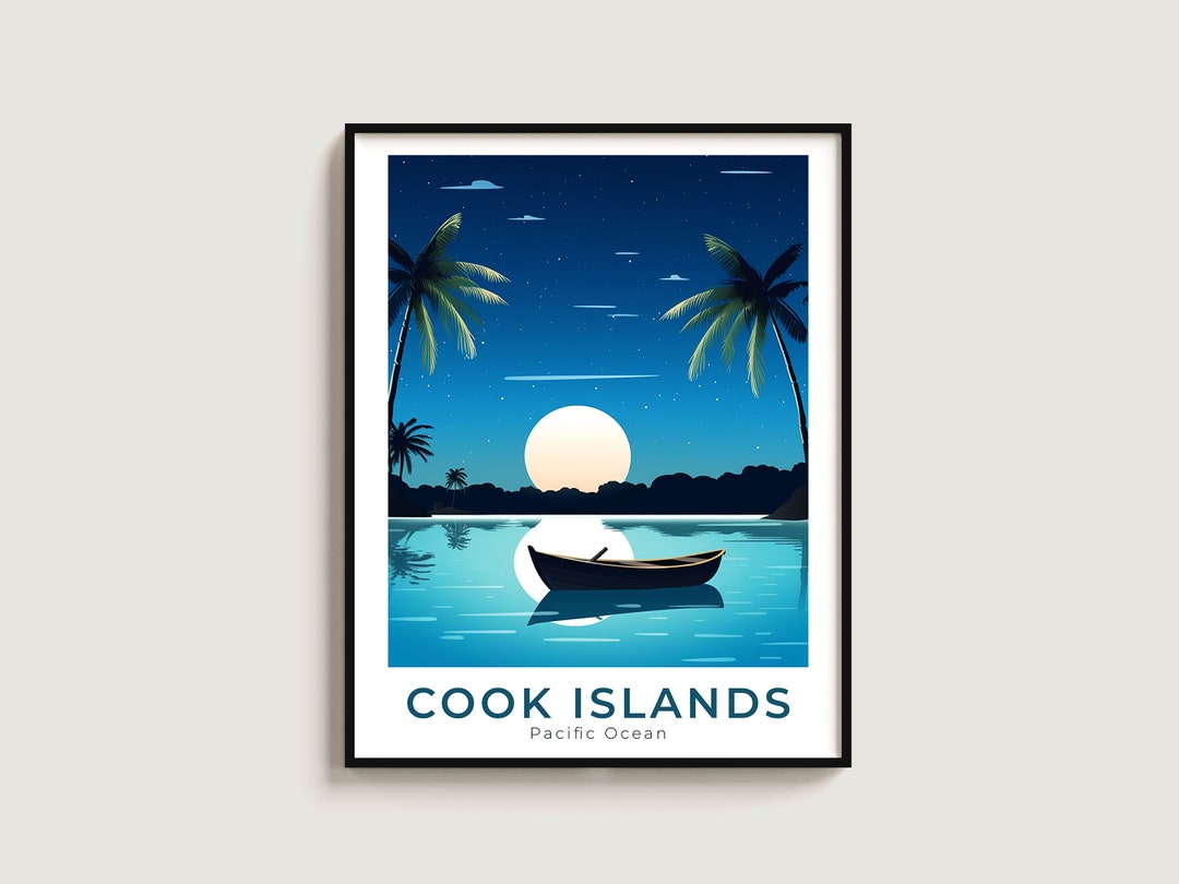 Cook Islands Travel Poster Wall Art Gift Pacific Ocean Travel Print ...