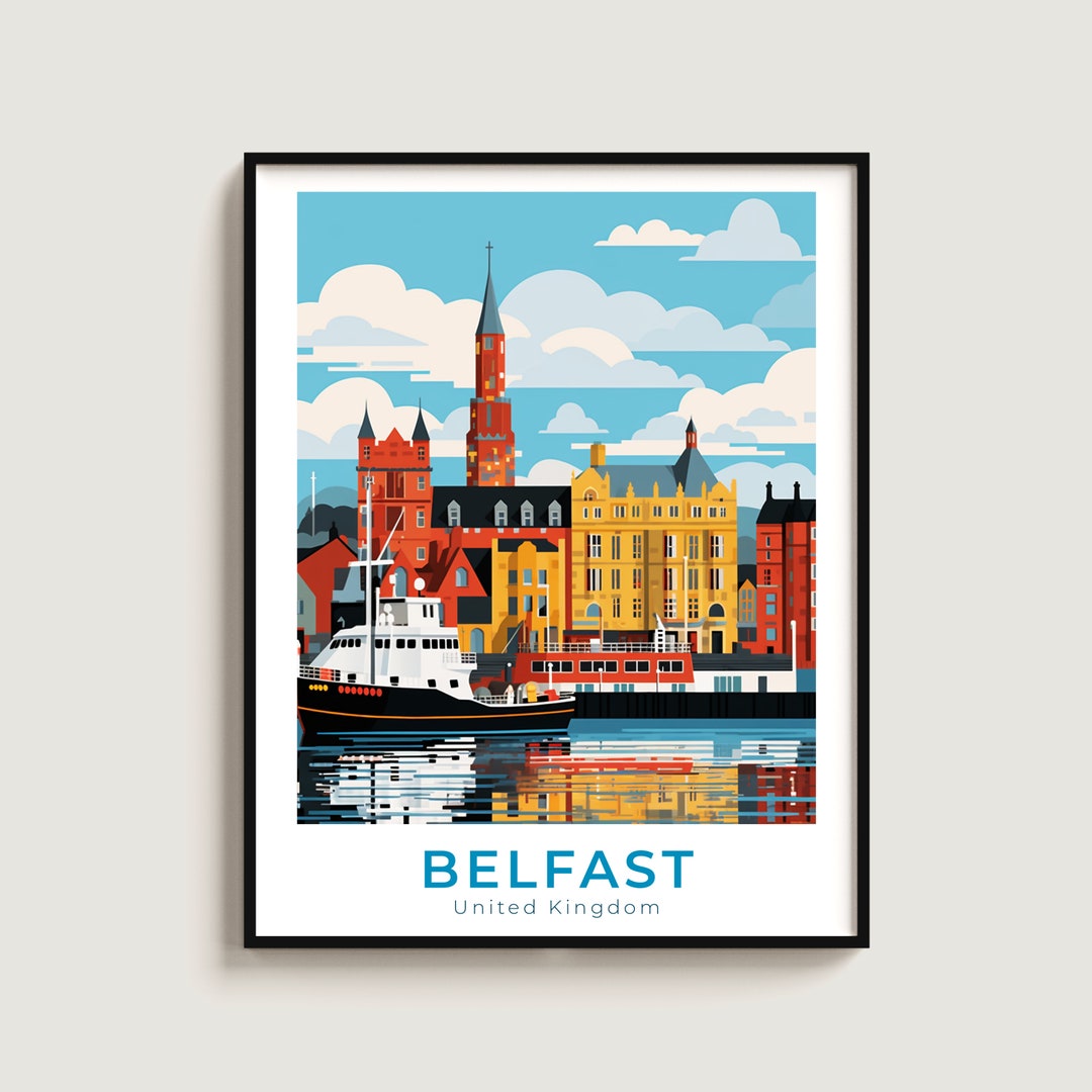 Belfast Travel Poster Wall Art Gift United Kingdom Travel Print Gift ...