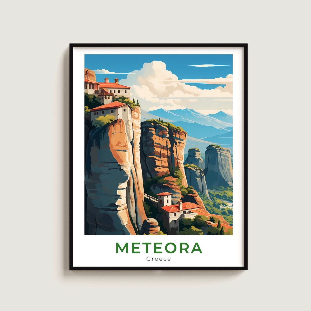 Meteora Travel Print Wall Art Gift Greece Travel Poster Gift Home Decor ...