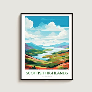 Scottish Highlands Travel Poster Wall Art Gift Scotland Travel Print ...