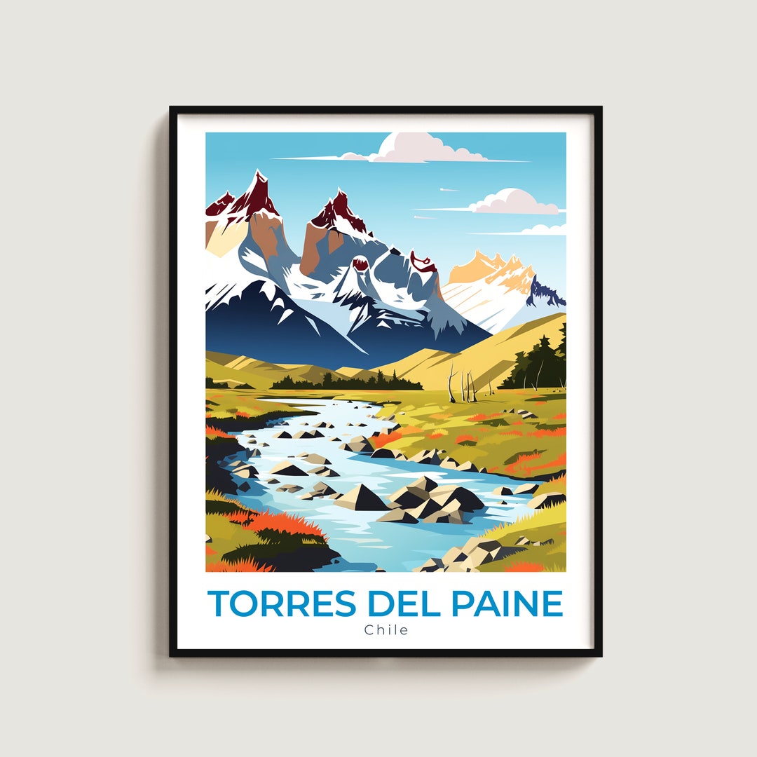 Torres Del Paine Travel Poster Wall Art Gift Chile Travel Print Gift ...