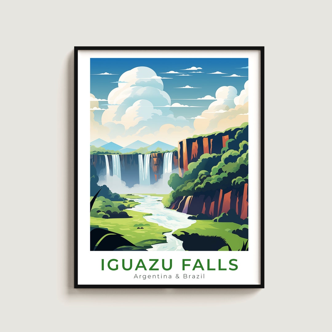 Iguazu Falls Travel Print Wall Art Gift Argentina & Brazil Travel ...