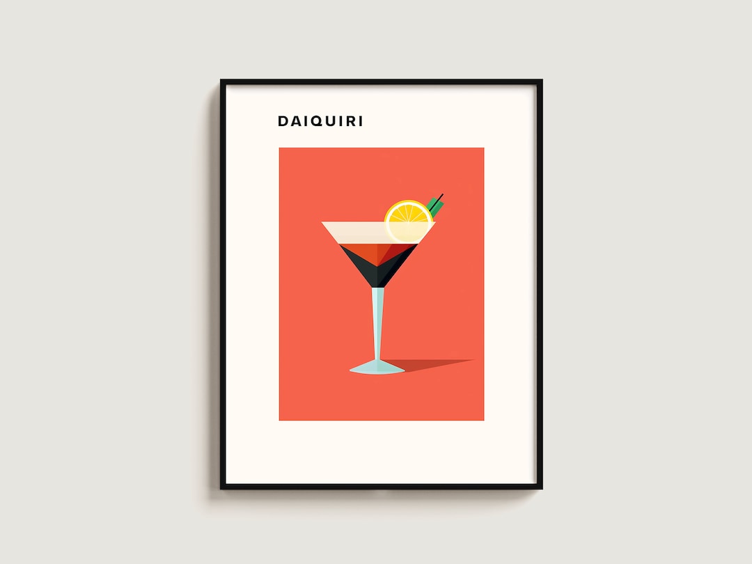 Daiquiri Poster Cocktail Gift Cocktail Lovers Retro Print Gift ...