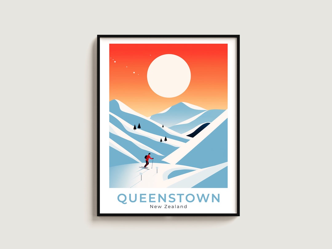 Queenstown Travel Poster Wall Art Gift New Zealand Travel Print Gift ...