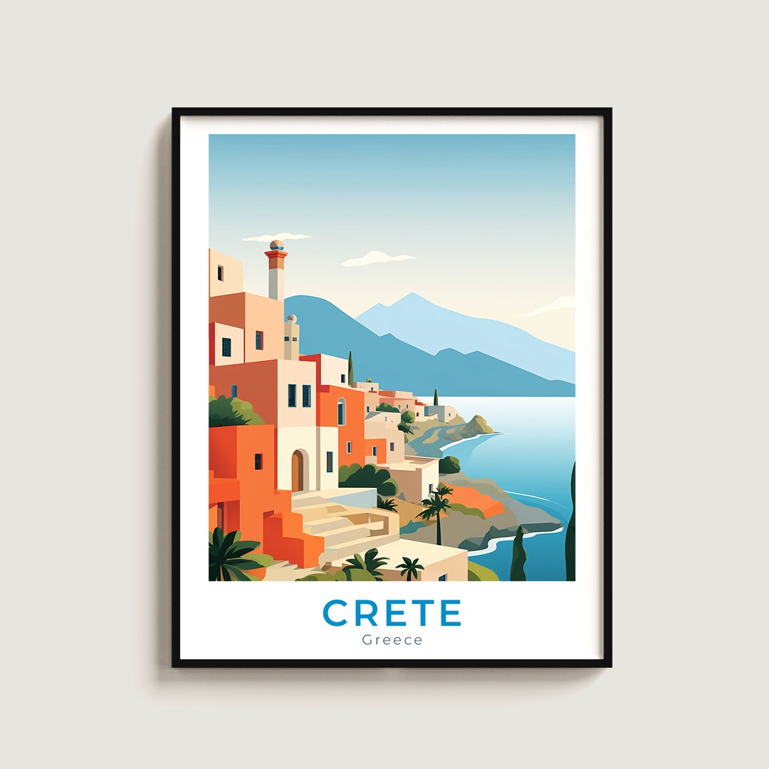 Crete Travel Poster Wall Art Gift Greece Travel Print Gift Home Decor ...
