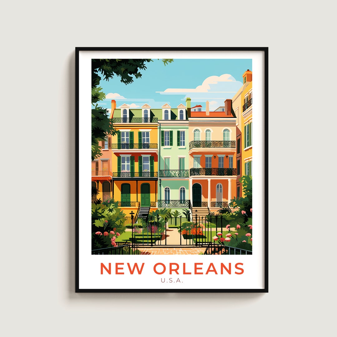 New Orleans Travel Poster Wall Art Gift U.S.A. Travel Print Gift Home ...