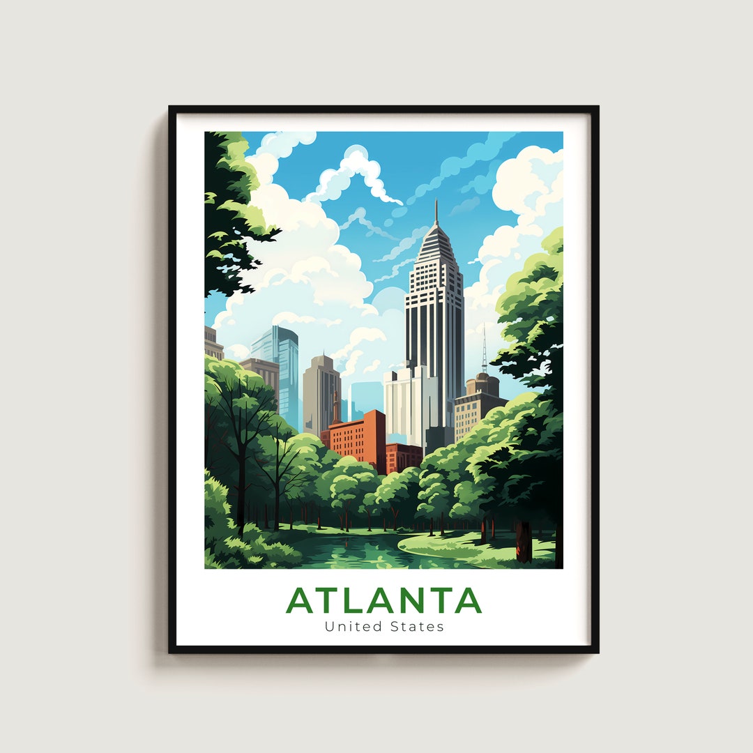 Atlanta Travel Print Wall Art Gift United States Travel Poster Gift ...