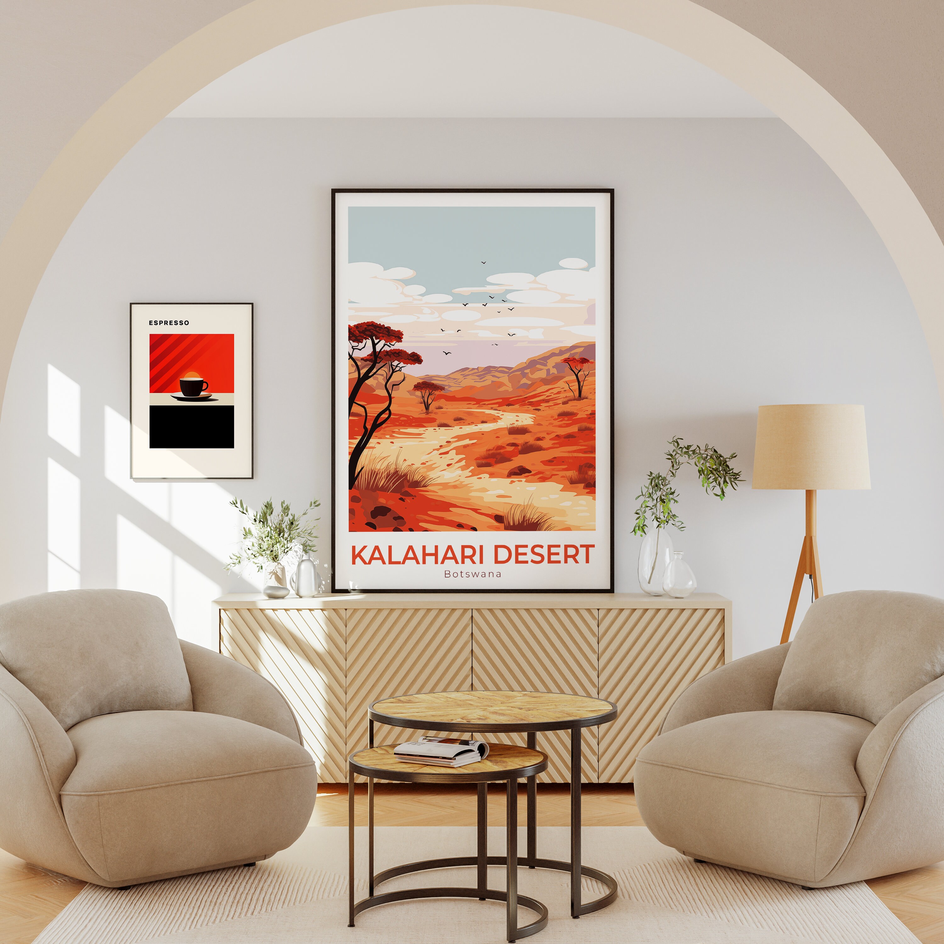 Kalahari Desert Travel Print Wall Art Gift Botswana Travel Poster Gift ...