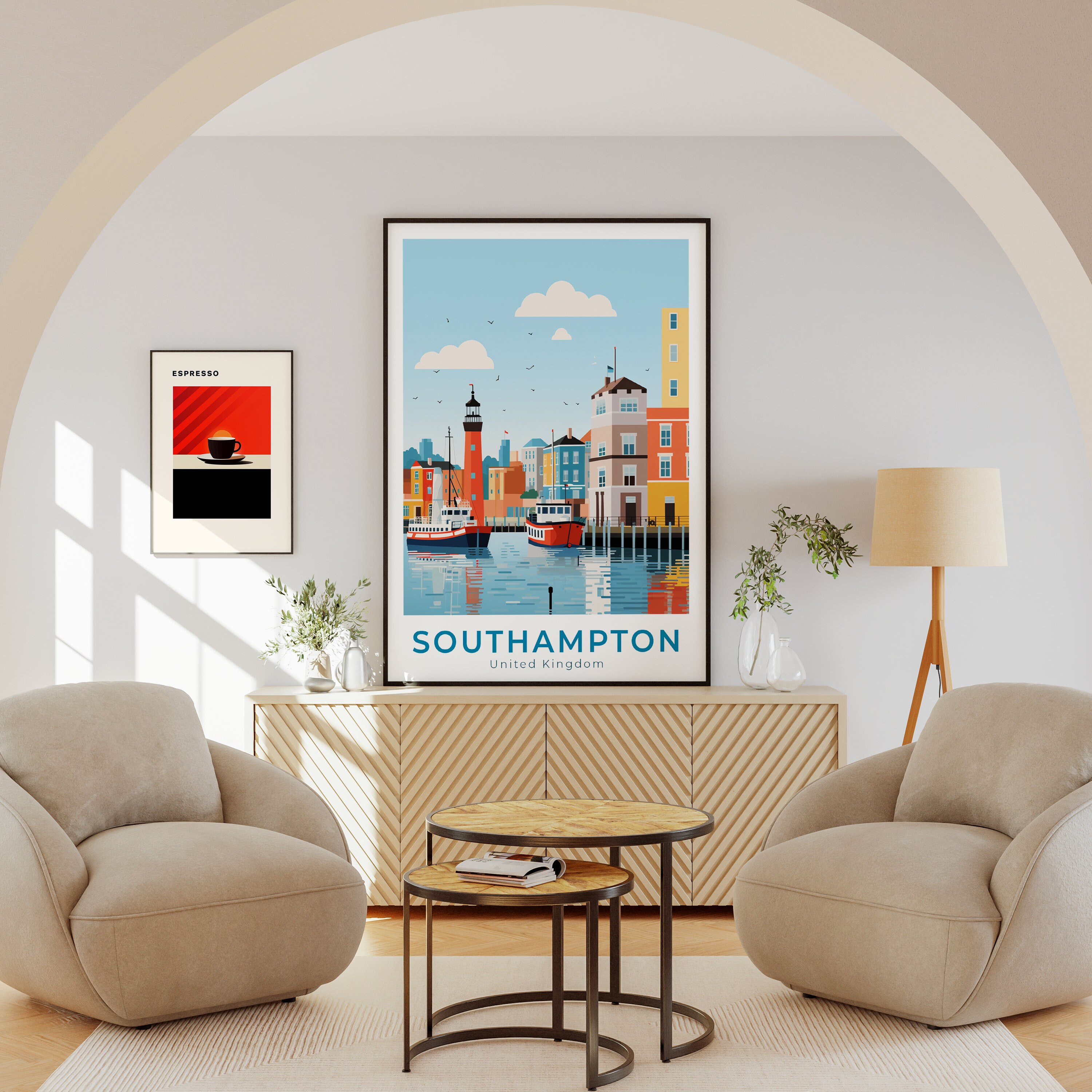 Southampton Travel Poster Wall Art Gift United Kingdom Travel Print ...