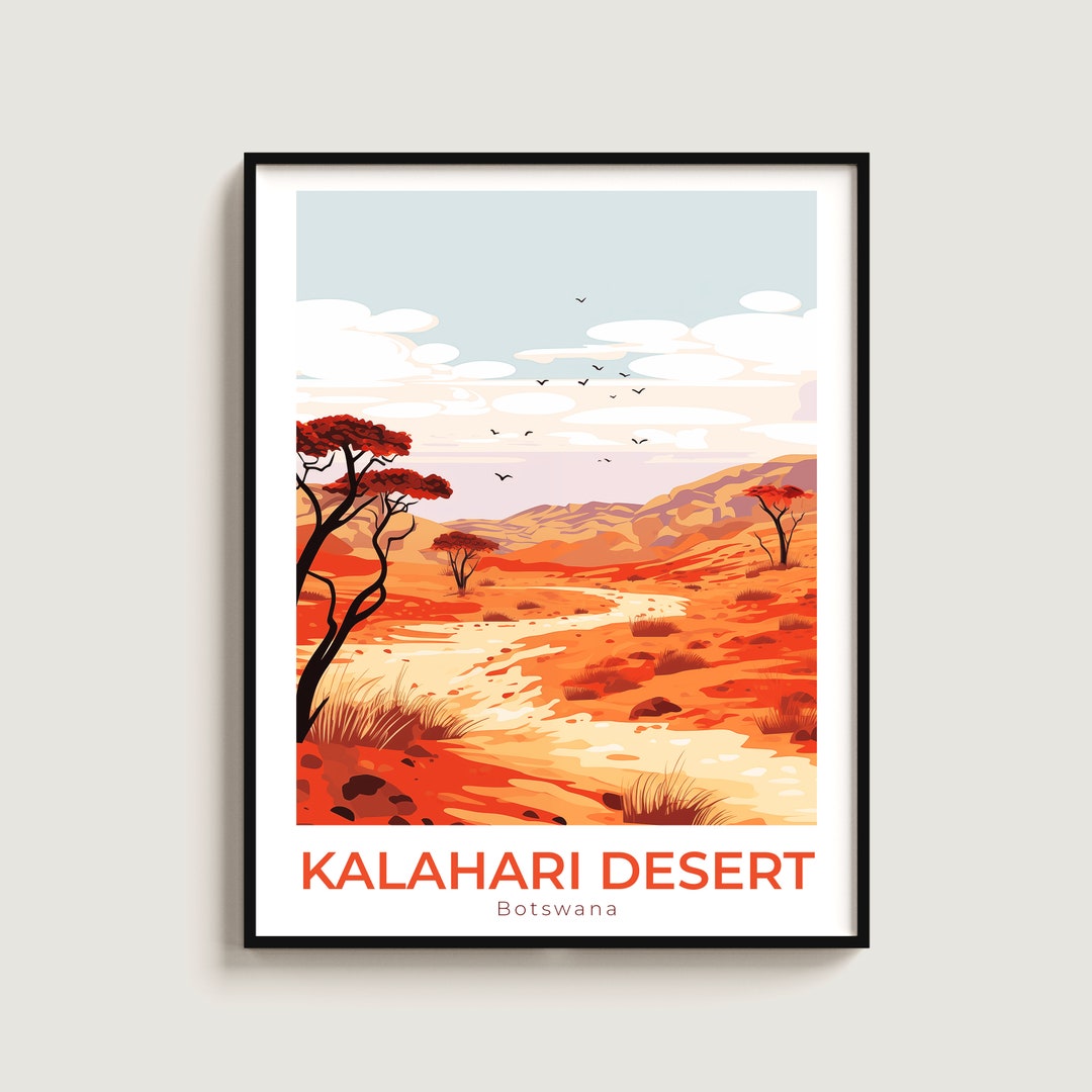 Kalahari Desert Travel Print Wall Art Gift Botswana Travel Poster Gift ...