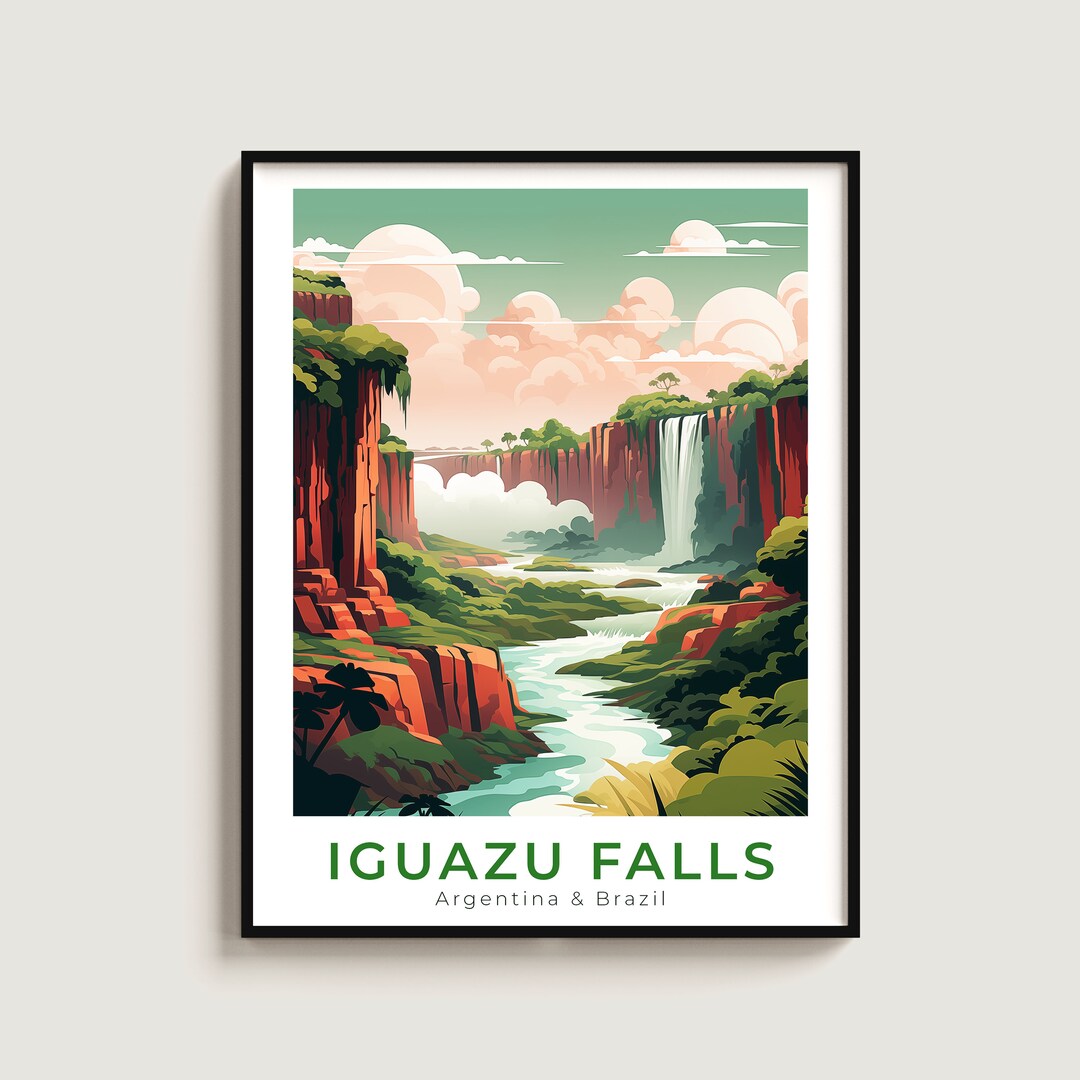 Iguazu Falls Travel Print Wall Art Gift Argentina & Brazil Travel ...